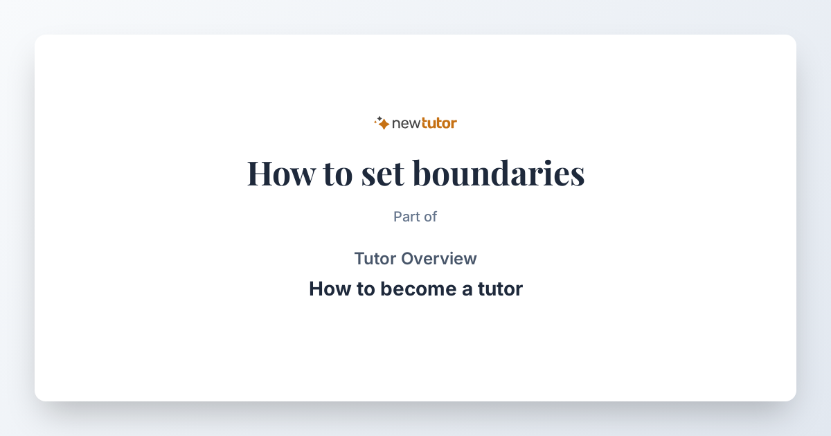 How to set boundaries | New Tutor