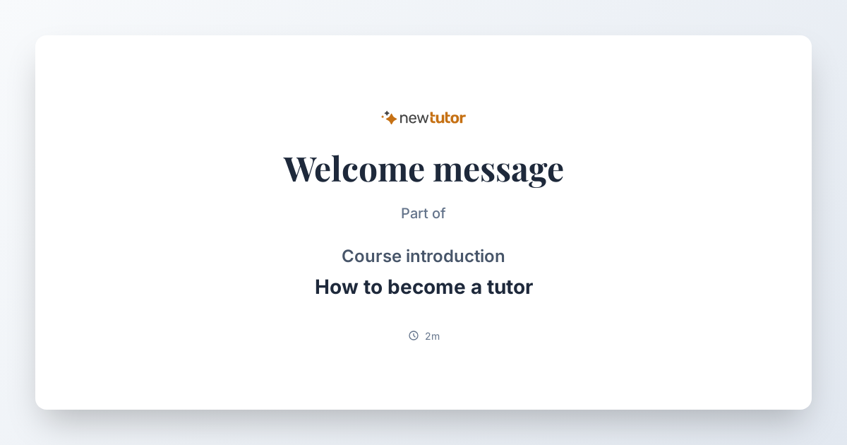 Welcome message | New Tutor